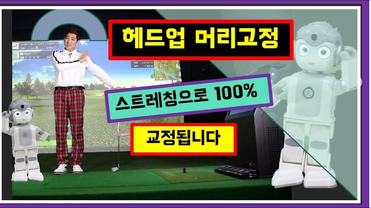 골프패션 체크패션 헤드업 머리고정 스트레칭으로 100 교정됩니다 Ai로봇 알파미니에게 배우는 골프레슨 분당골프레슨