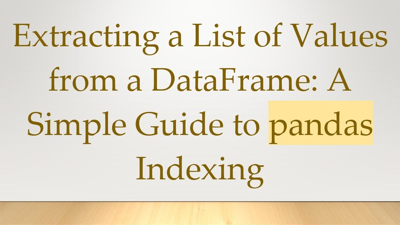 Extracting a List of Values from a DataFrame: A Simple Guide to pandas Indexing - YouTube