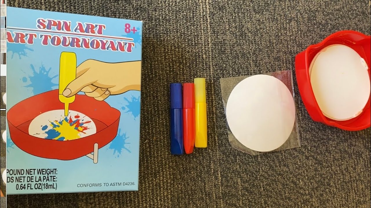 Spin art kit review by small kids - YouTube