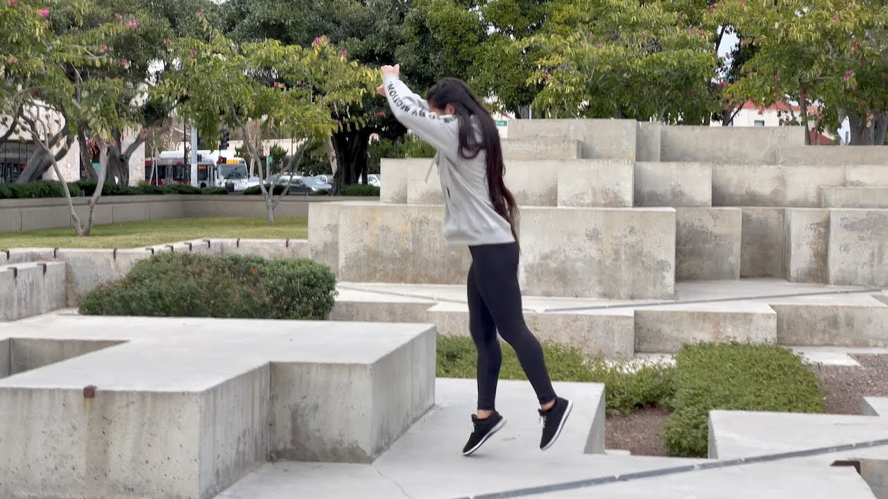 Standing box jump (split-foot start, knee-high wall) - YouTube