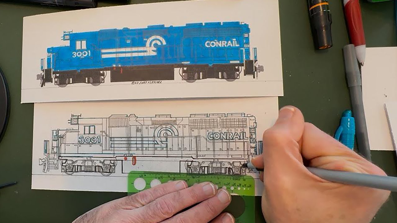 Conrail GP40 #3001 Drawing Demonstration Part 7 by Andy Fletcher ...