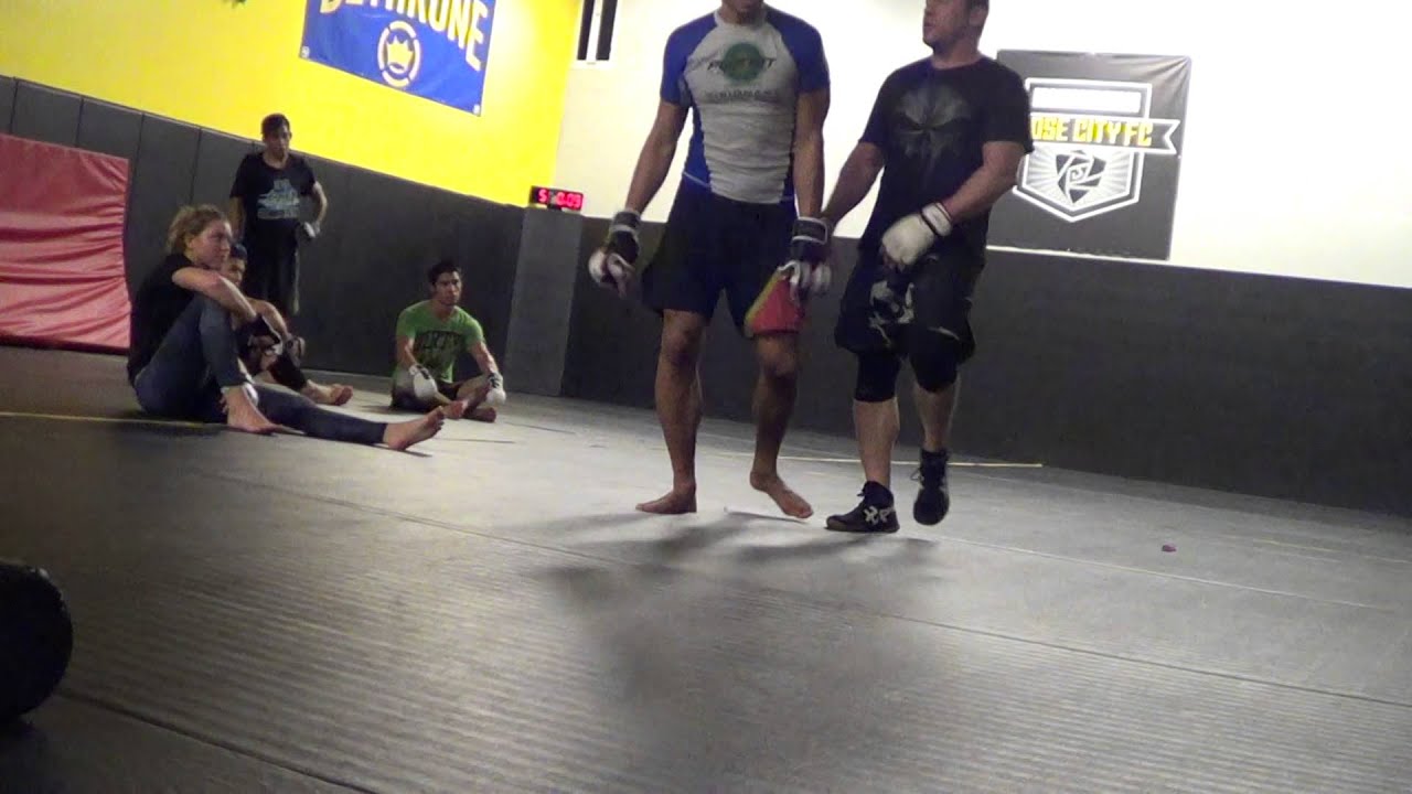 Half way Teaching the UFC MMA Cobra Dart Punch to Knee Tap Takedown end ...