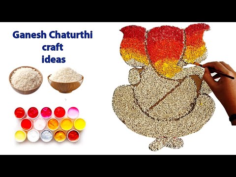 How to make easy Ganesha with Rice| art । Ganesh Chaturthi craft ideas ...