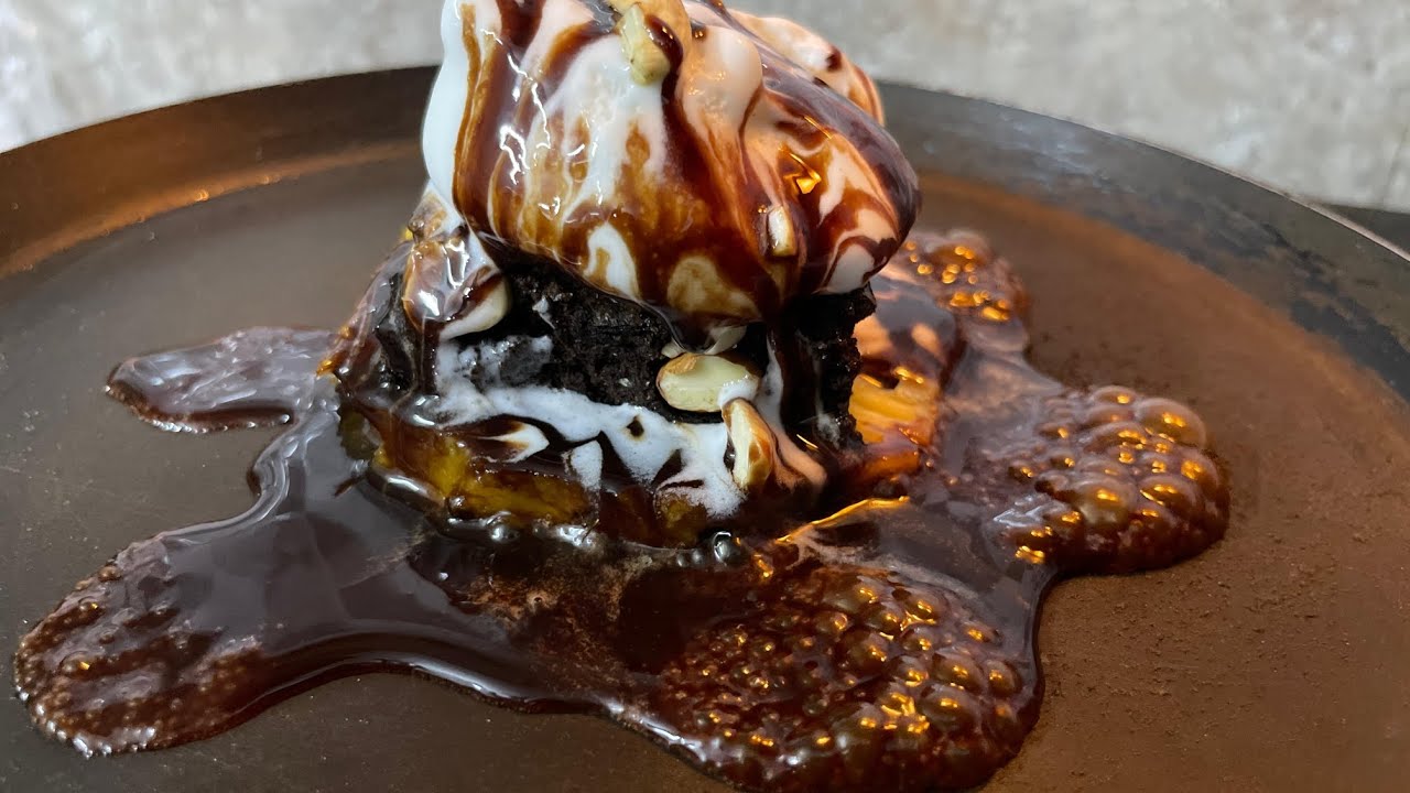 # chocolate sizzler Brownie with vanila ice-cream # home made recipe 😋 ...