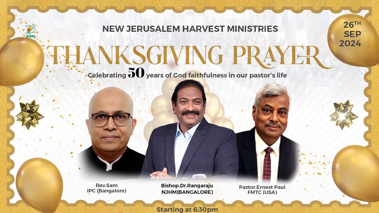Thanks Giving Prayer | 26th Sep | Bishop Dr. V. Rangaraju | NJC ...