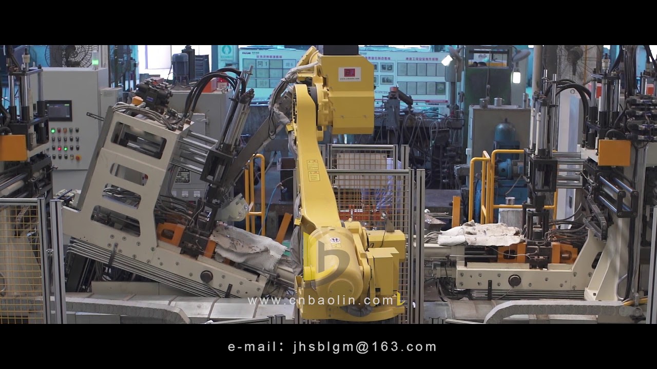 Diesel piston casting automation cell - YouTube