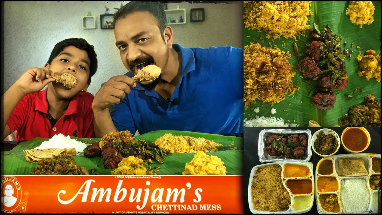 What's inside Ambujam's meal box l Spicy Chettinad meal in Bangalore ...