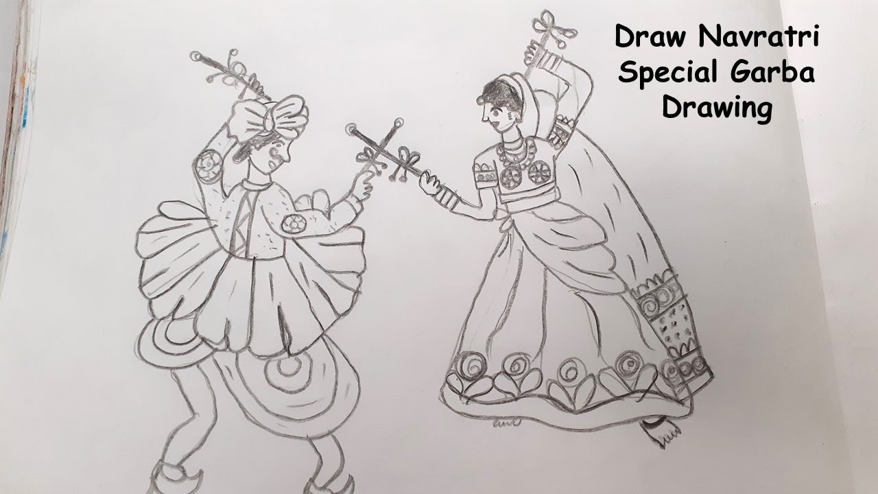 How To Draw Navratri Special Garba Drawing || How To Draw Dandiya Dance ...
