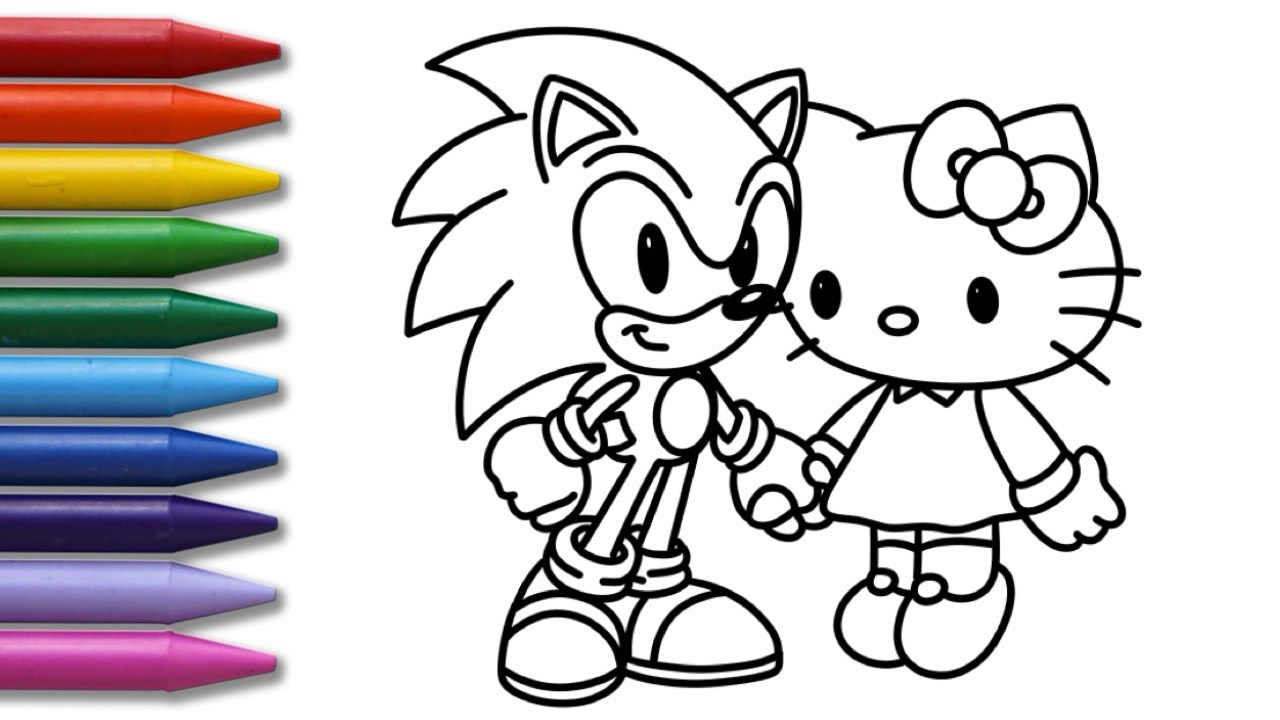 How to draw Sonic & Hello Kitty for kids - EasyDrawColor- easy cute ...