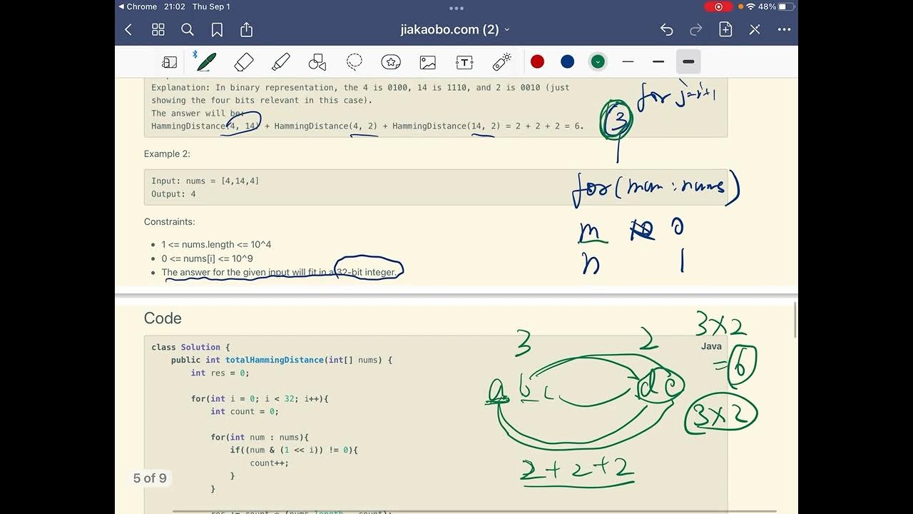 贾考博 LeetCode 477. Total Hamming Distance - 利口能有什么好心眼呢 - YouTube