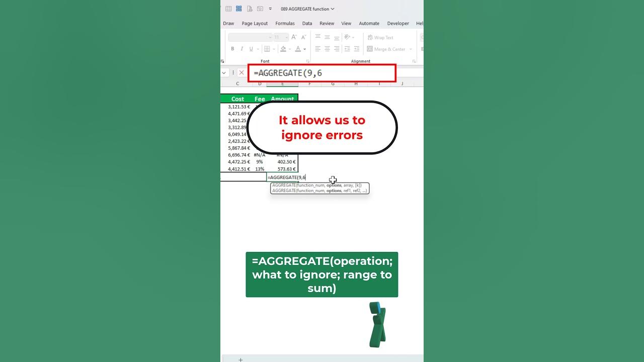 🇺🇸 EXCEL TRICKS: 🤩💡 AGGREGATE function: ignore errors #shorts - YouTube
