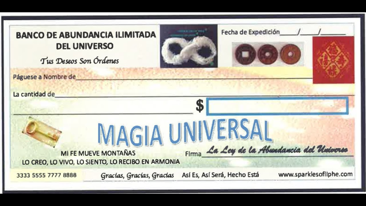 Cheque del Banco Universal de La Abundancia - YouTube