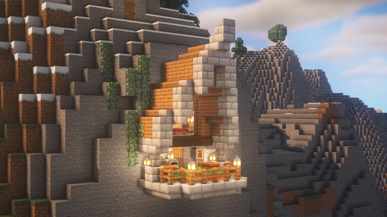 Minecraft | How to Build a Survival House On The Cliff - YouTube