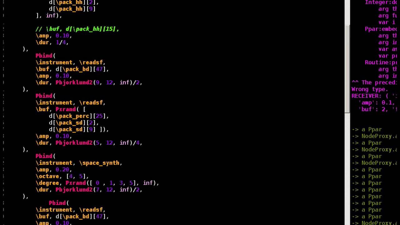 Supercollider : live-coding session #1 : ppar & samples - YouTube