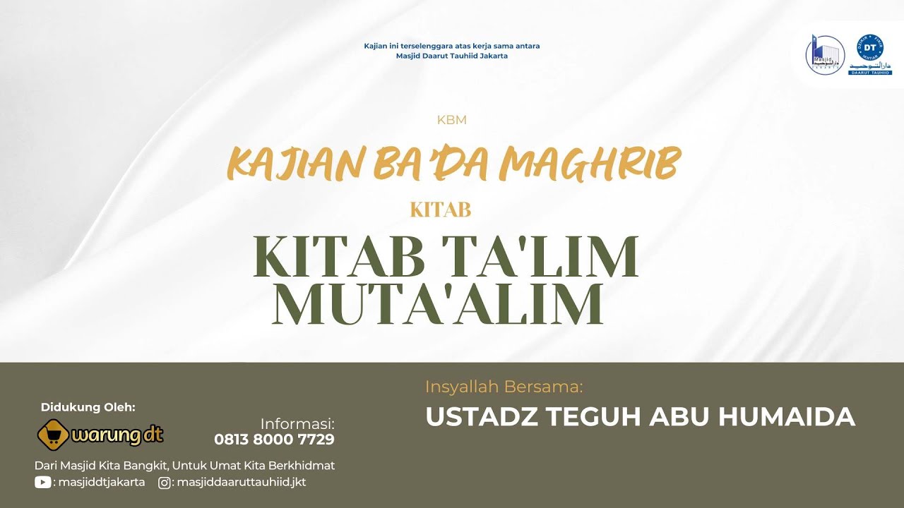LIVE | KAJIAN BA'DA MAGHRIB | USTADZ TEGUH ABU HUMAIDA - YouTube