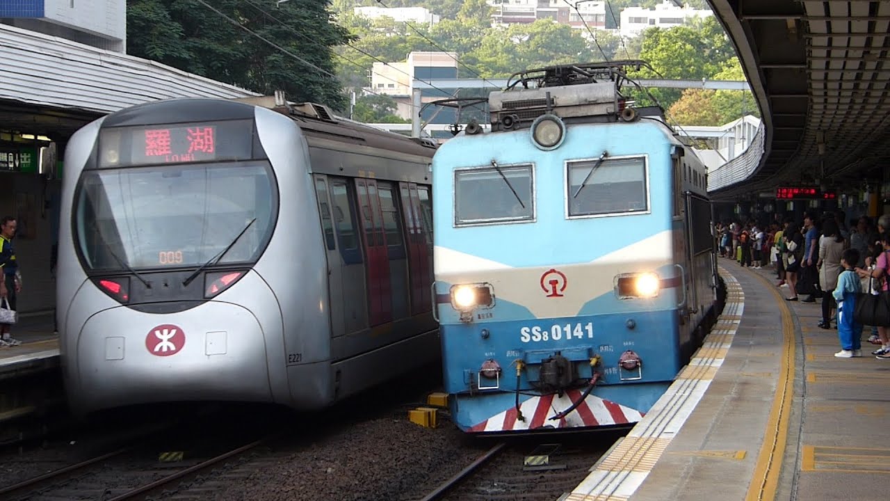 九広鉄路・広州からの直通列車と港鐵SP1900形(E221)@東鐵綫・九龍塘 - YouTube