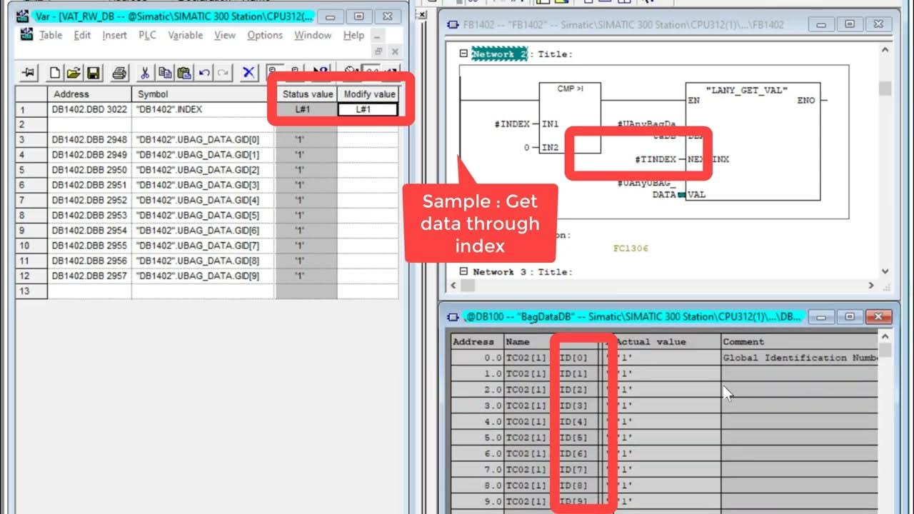 Simatic Manager Get DB array data through index which finding addressing automatically. ANY ...