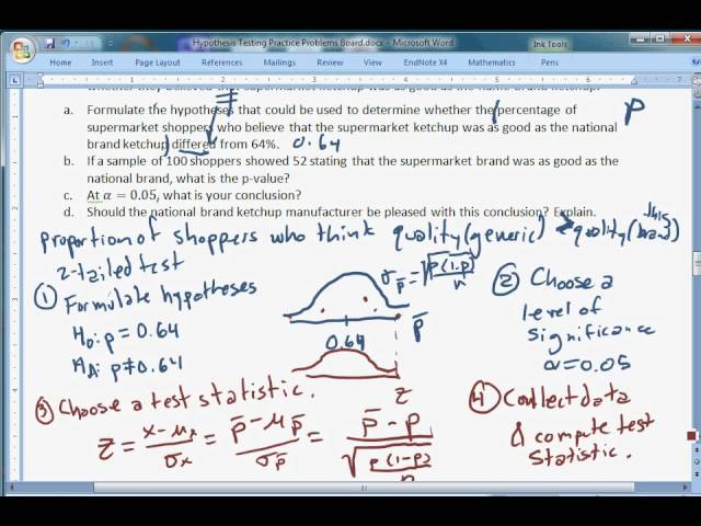 Hypothesis Testing Worksheet