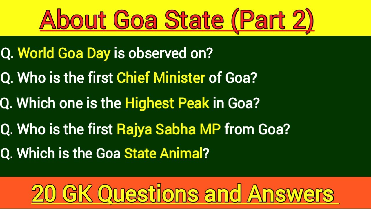 Quiz On Goa With Answers,Goa Quiz 2021,About Goa State Quiz Competition ...