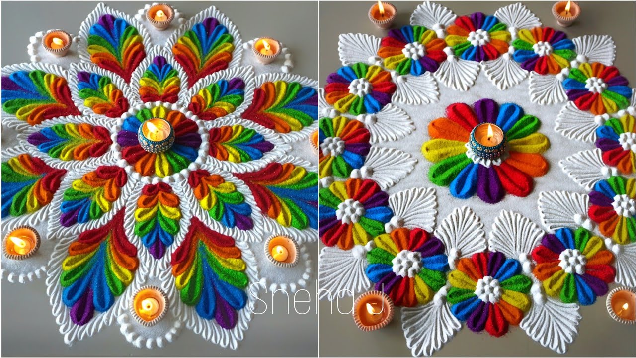 Unique Rainbow rangoli designs for decorating your home this new year ...