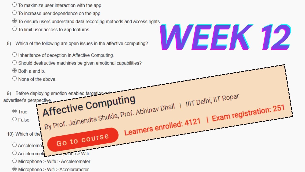Affective Computing Week 12 Assignment Solutions || Assignment 12 ...
