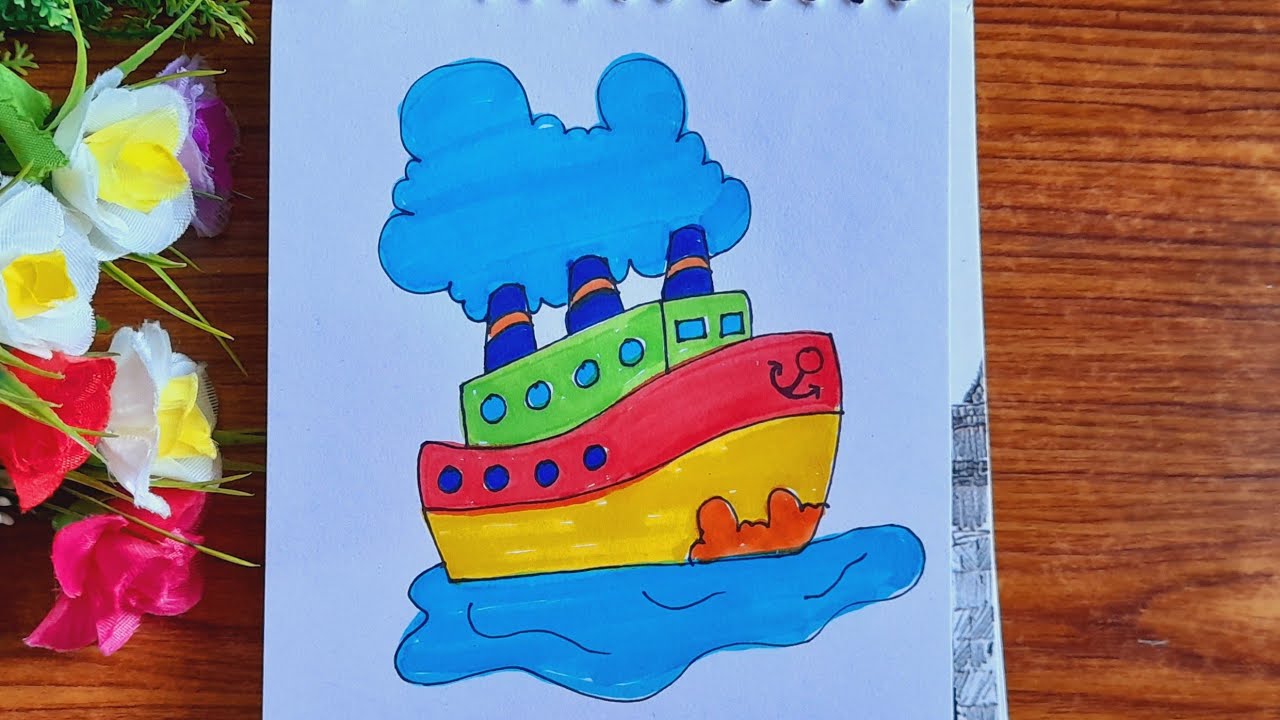 How to draw a Ship 🛳 | Ship drawing and coloring for kids #Ship # ...