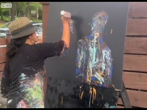 Nancy Ostrovsky Painting to Live Music at Lydia's Democratic Fundraiser ...