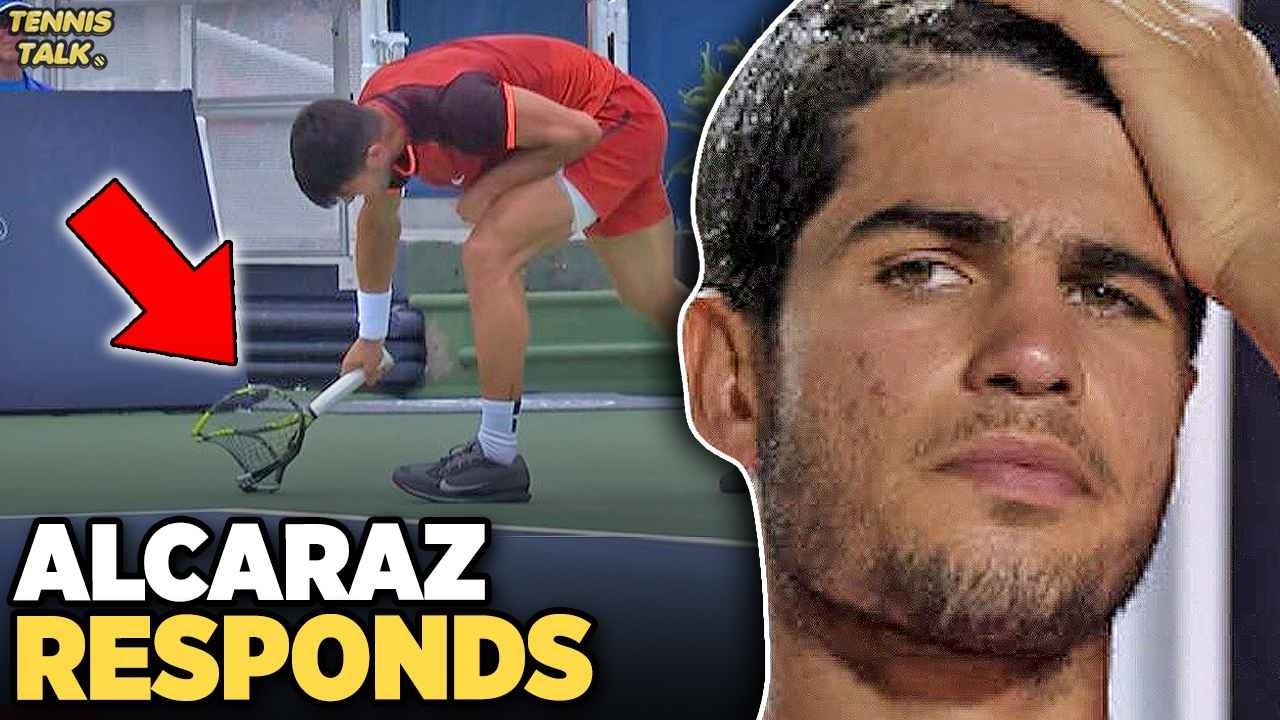 Alcaraz Responds to Racket Smash at Cincinnati 2024 | Tennis News - YouTube