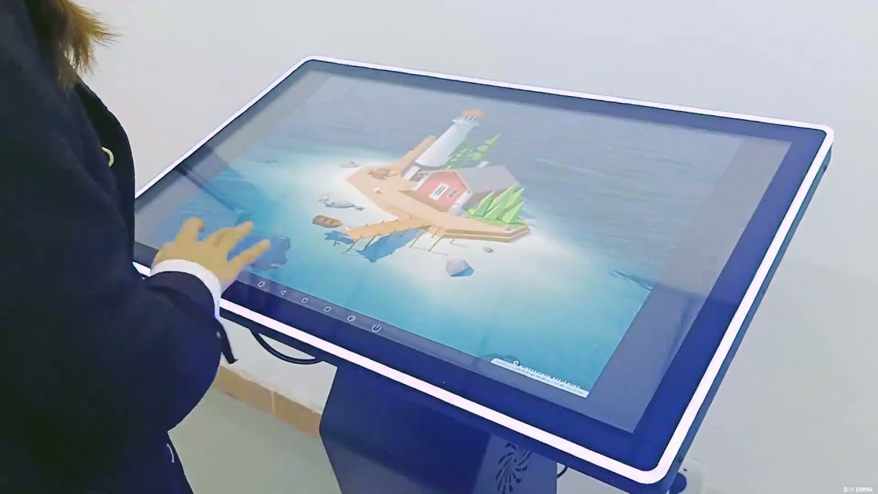 32 Inch K Shape Capacitive LCD Touch Screen Kiosk led light - YouTube