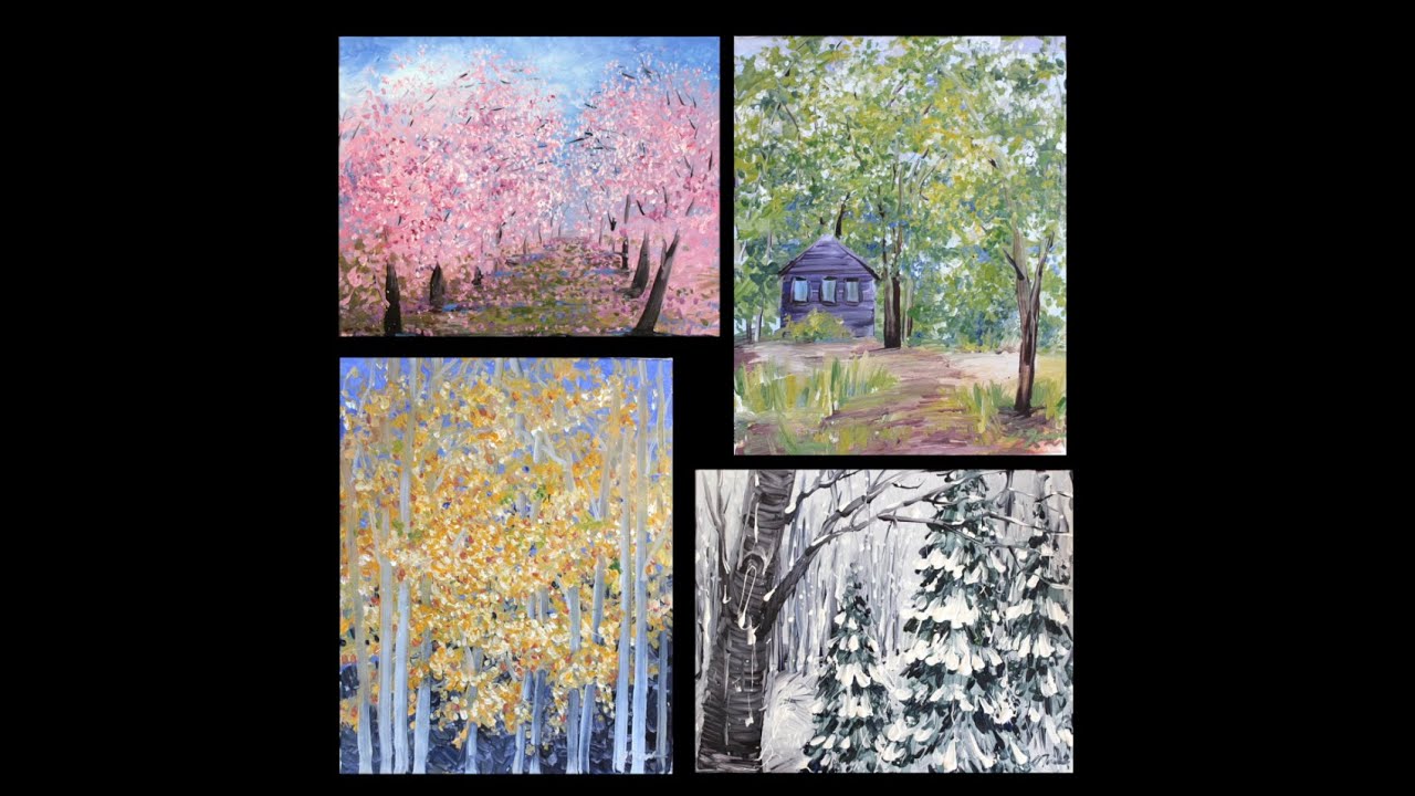 Paint night samples one hour acrylic paintings - YouTube