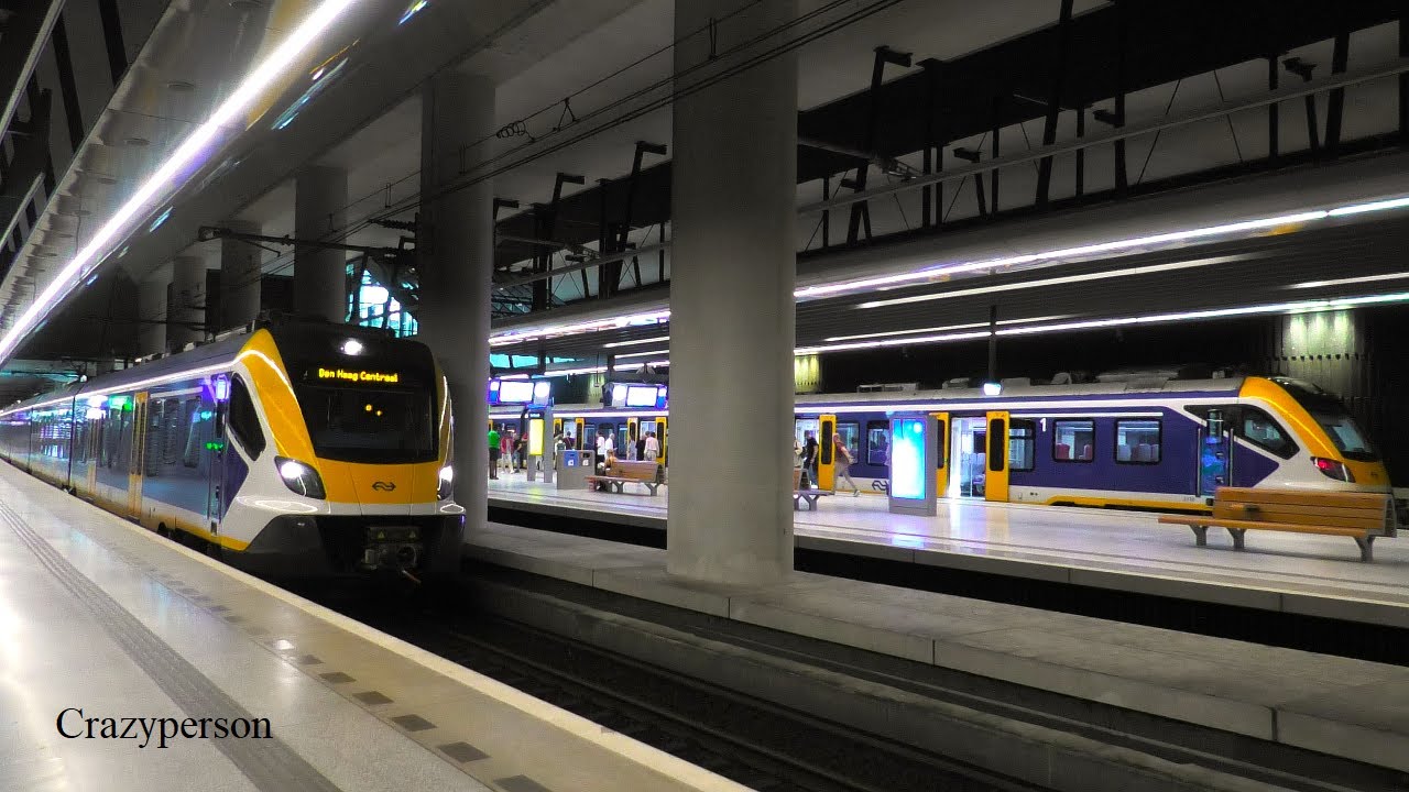New Dutch NS Sprinter Trains at futuristic Delft Station - YouTube