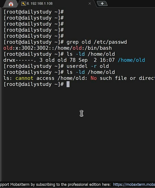 how to delete a user and its home directory in Linux | DailyStudyLinux #learnlinux # ...