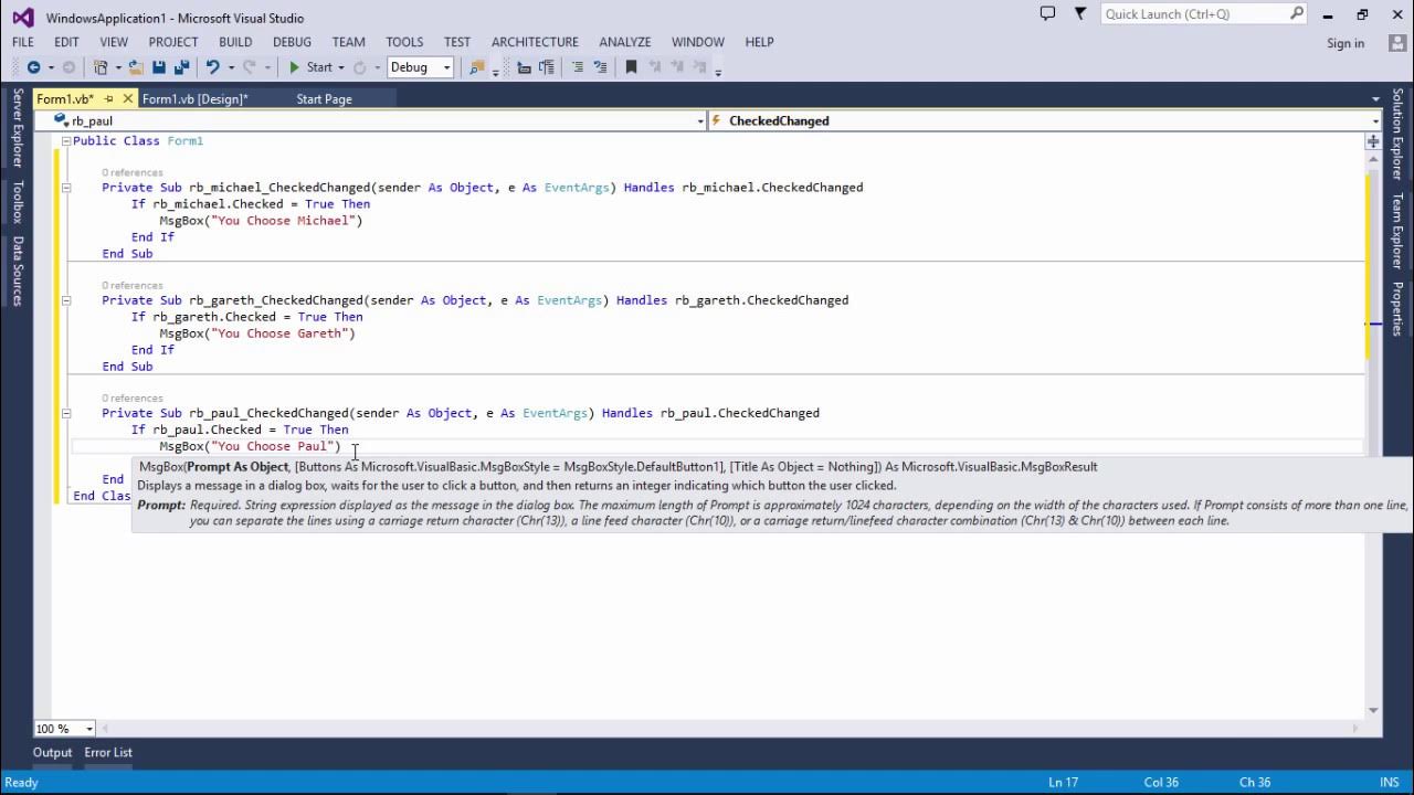 The Different Checkbox and Radiobutton Visual Basic (VB.net) - YouTube