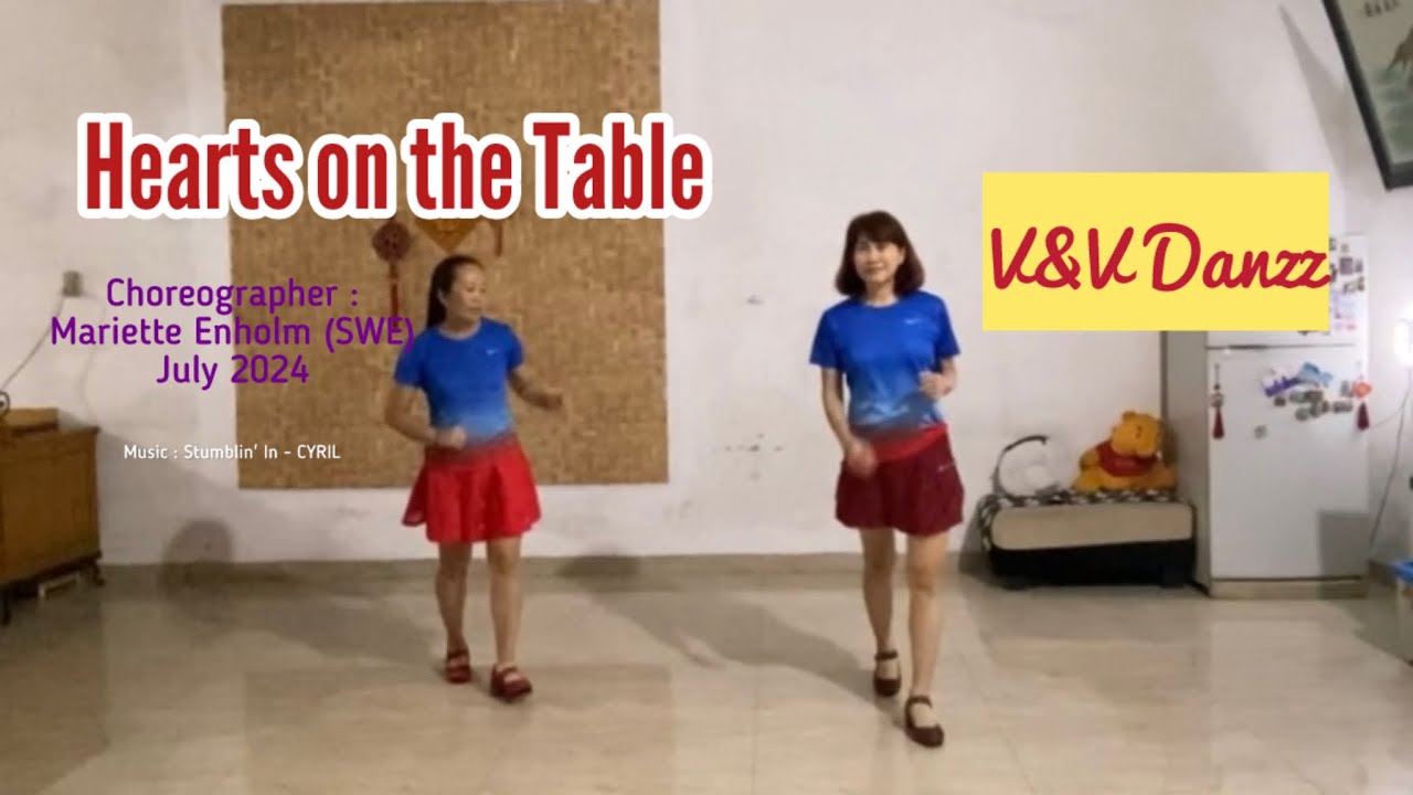 Hearts on the Table - Line Dance (Choreo : Mariette Enholm) - YouTube