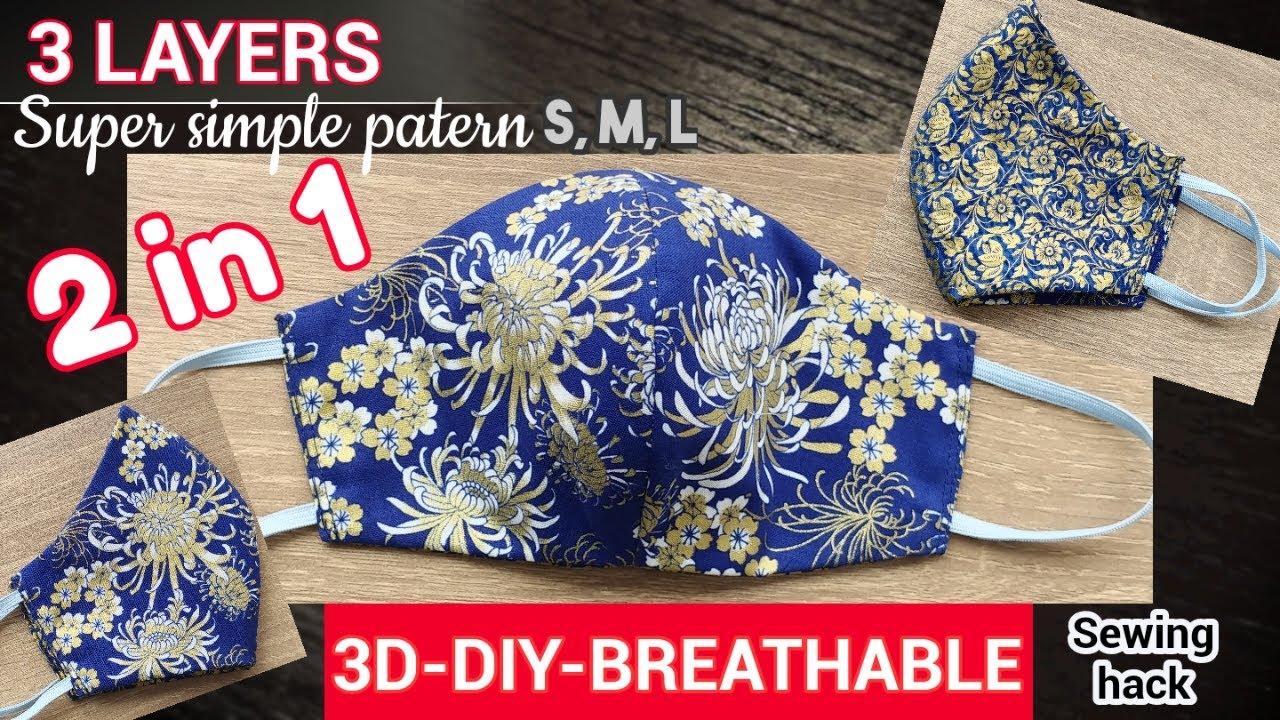 Mask Hack You will Love | DIY 3 layers Face Mask | Easy Pattern Mask ...