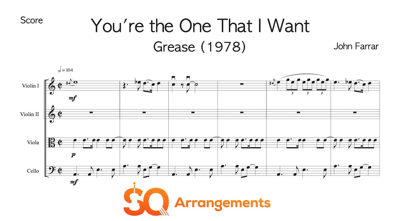 You're The One That I Want (Grease) - String Quartet Arrangement - YouTube