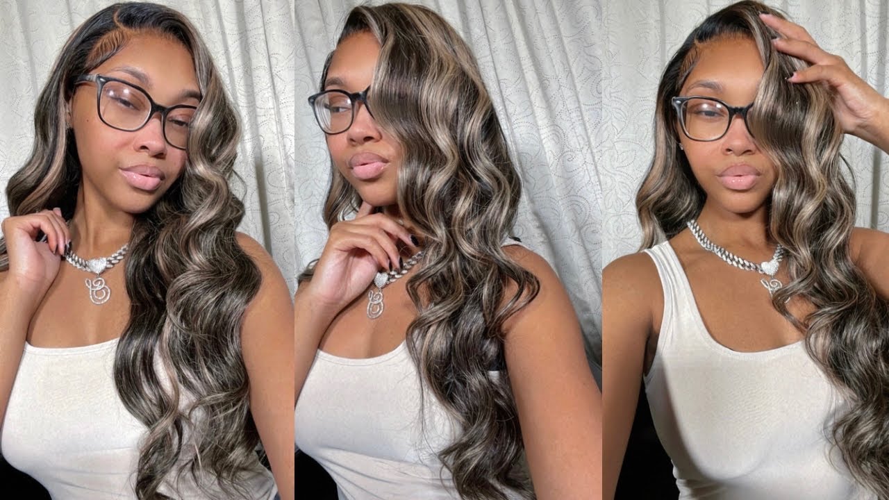 The BEST Honey Blonde Highlight Frontal Wig + Layered Wand Curls 😍| Ft ...