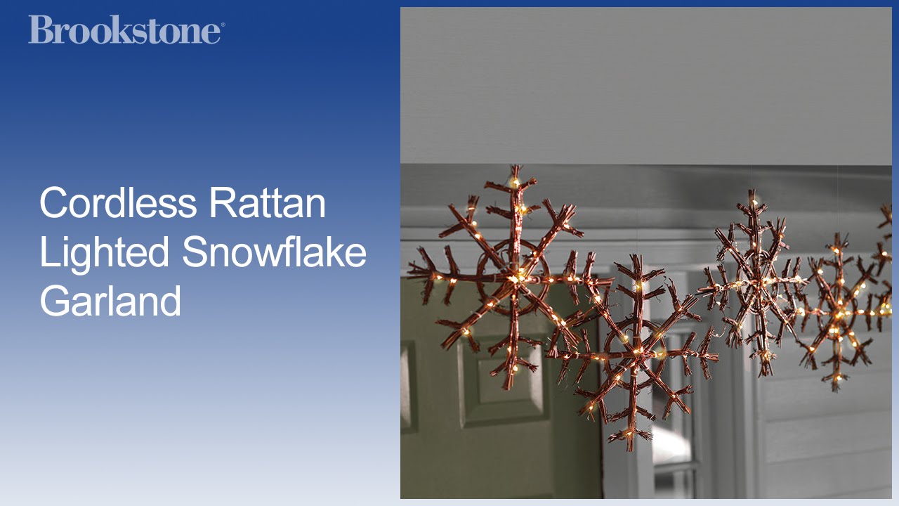 Cordless Rattan Lighted Snowflake Garland - YouTube