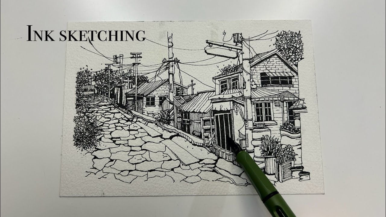 Fast sketch | Ink drawing tutorial for beginners |Daily sketch ...