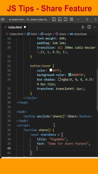 JS tips - Share feature #shorts #javascript #tipsandtricks - YouTube