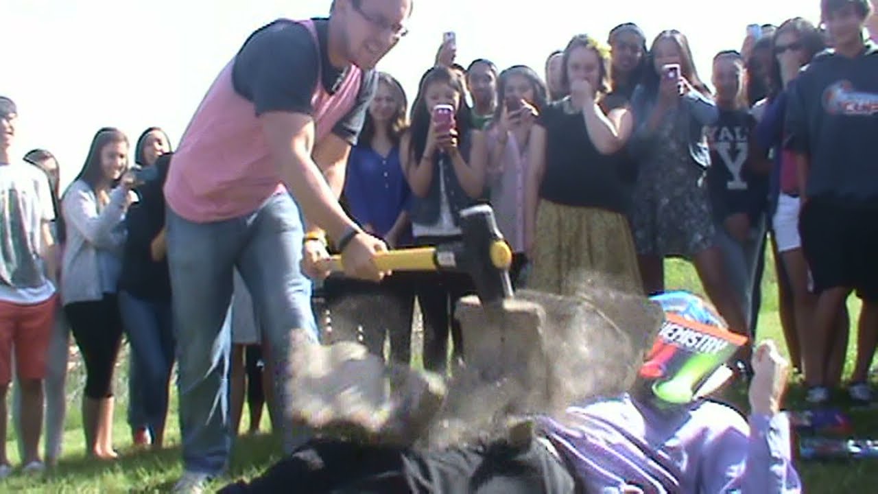 Bed of nails cinder block smash - Milam official - YouTube