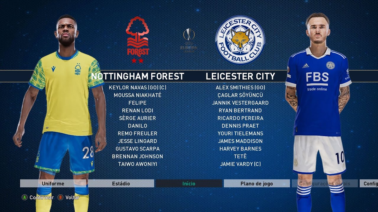 UEL - Oitavas de Finais - Jogo de Ida - Nottingham Forest x Leicester ...