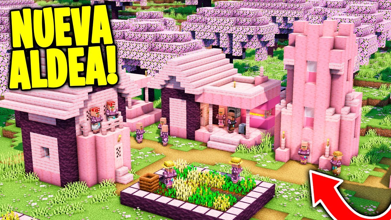 ALDEA del BIOMA de CEREZOS! 😍 ¡NUEVA ALDEA de MINECRAFT 1.20! - YouTube