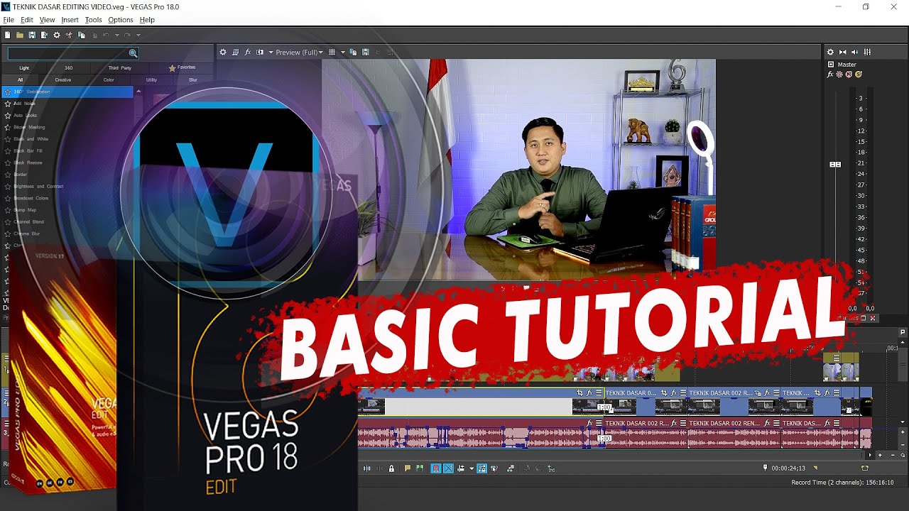 SONY VEGAS PRO 18 | TEKNIK DASAR EDITING VIDEO (CUT, Volume Ctrl, Drag and Drop, Fadein/out ...
