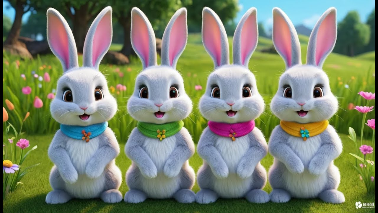 Five Little Bunnies Jumping on the Bed | Fun Counting Song | Playful ...