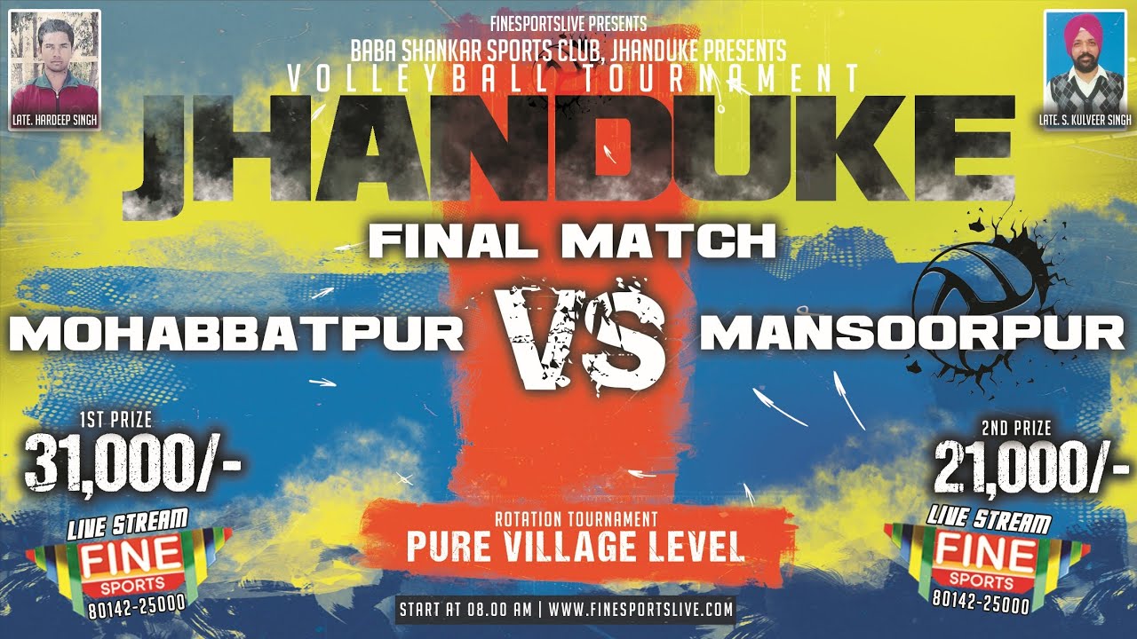 Mansoorpur vs Mohabbatpur || Final 🏐 Match || Jhanduke (Mansa ...