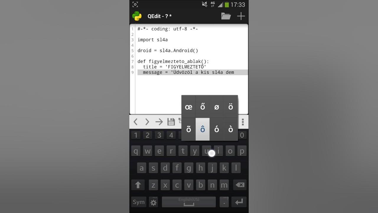 Python Scriptlayer4android Sl4a Demo Youtube