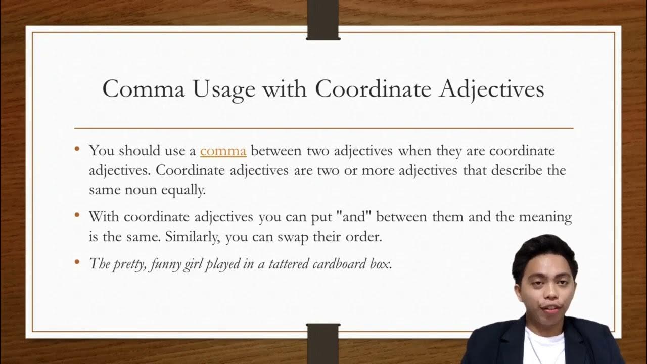 Comma Usage with Coordinate Adjectives - YouTube