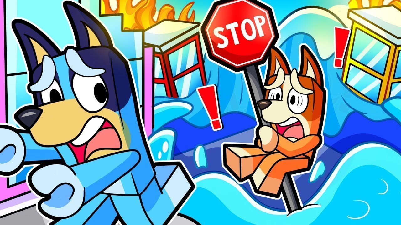 BLUEY and BINGO Surviving MAX LEVEL NATURAL DISASTERS in Roblox! 😱🌊 ...