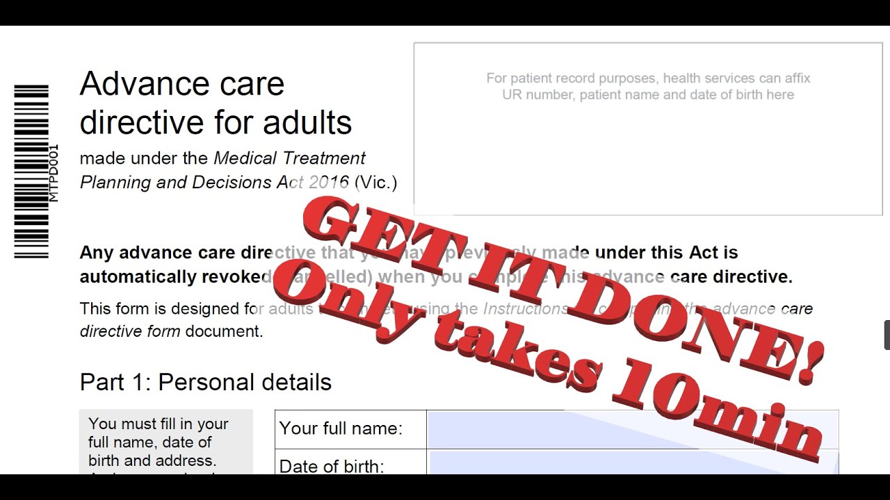Advance Care Directive Victoria - 10min - YouTube